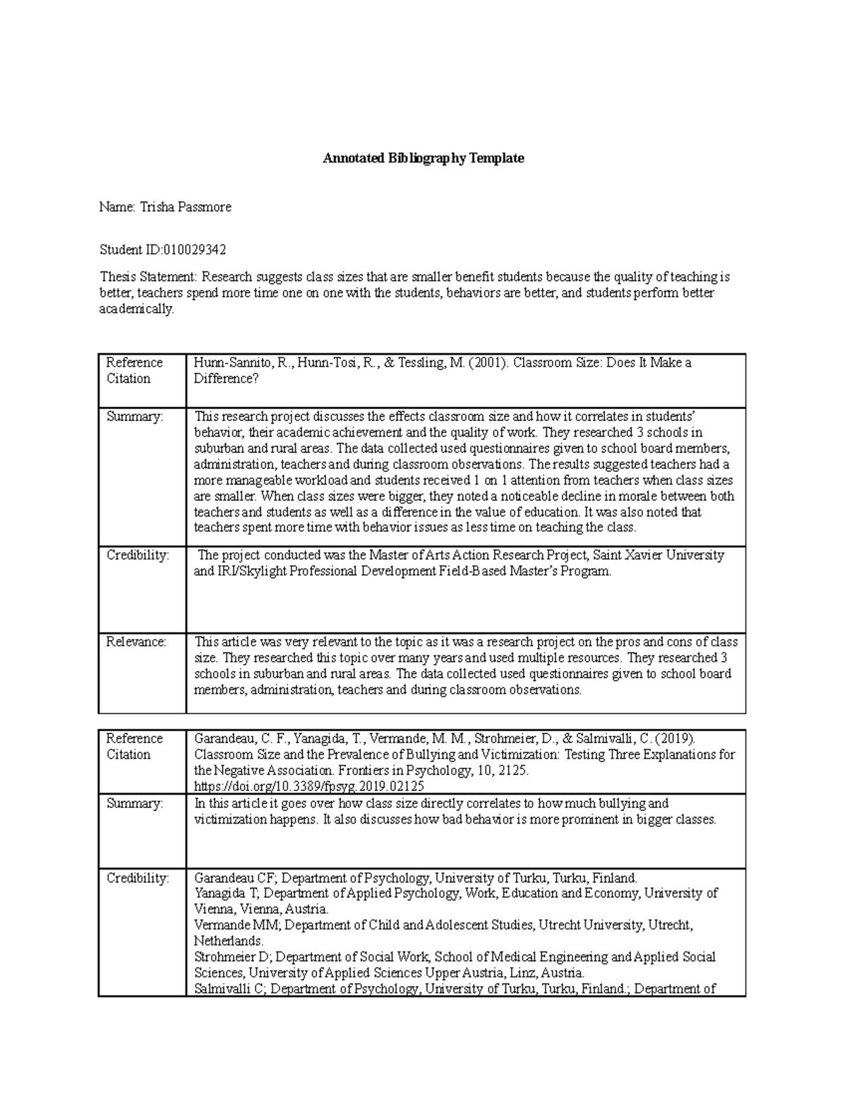 Anotated bib - course work - Annotated Bibliography Template Name ...