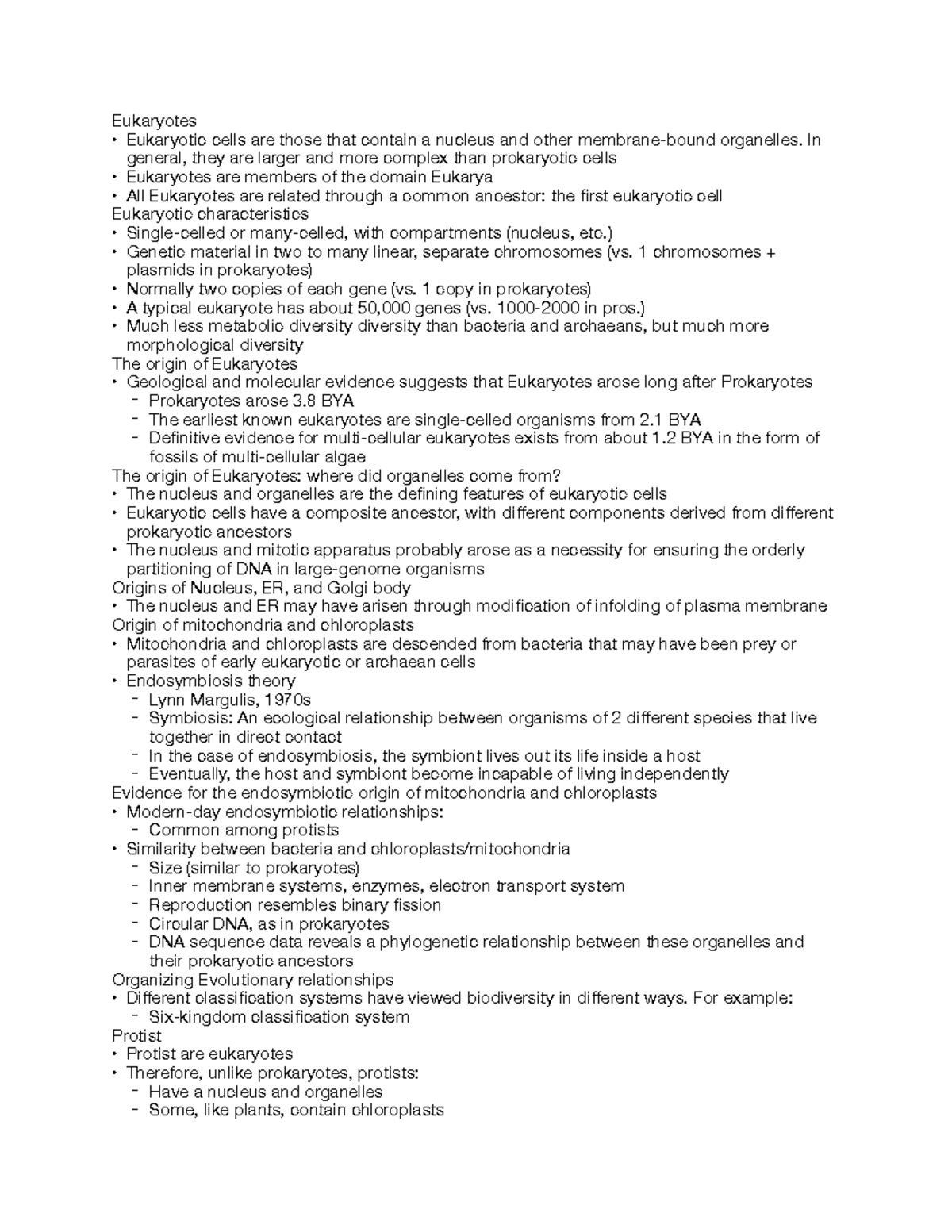 Lecture 6 - Dr. Tenzing Ingty - Eukaryotes • Eukaryotic cells are those ...
