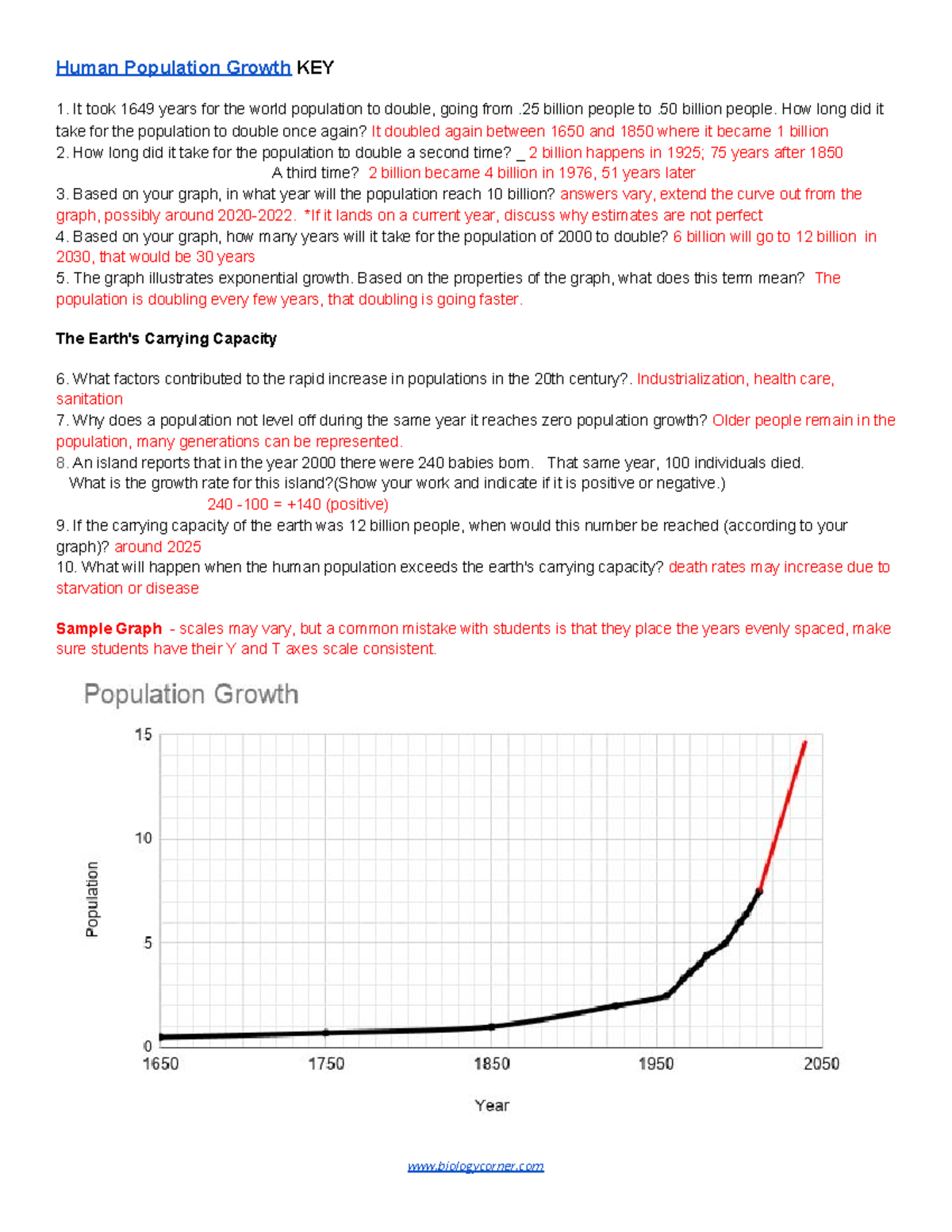 Human Population Growth KEY-1 - Human Population Growth KEY It took ...