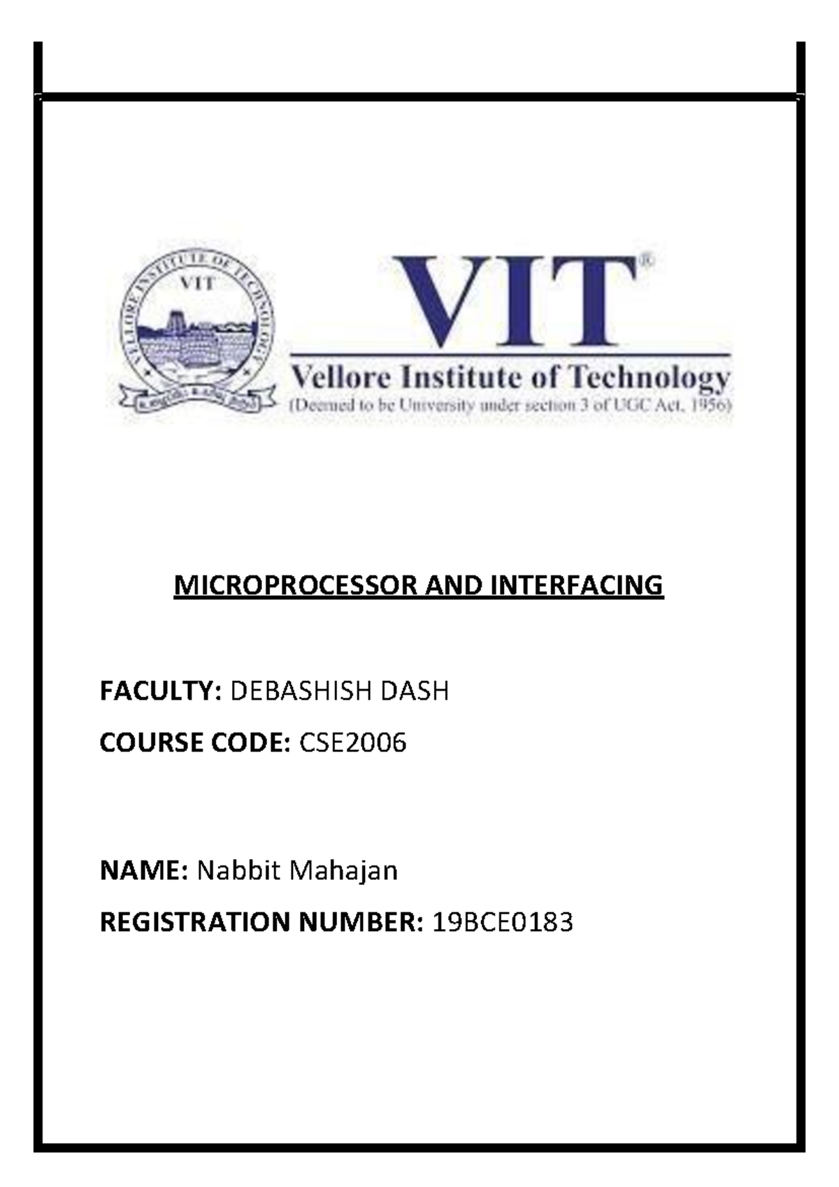 19BCE0183(DA2) Micro - nice - MICROPROCESSOR AND INTERFACING FACULTY ...