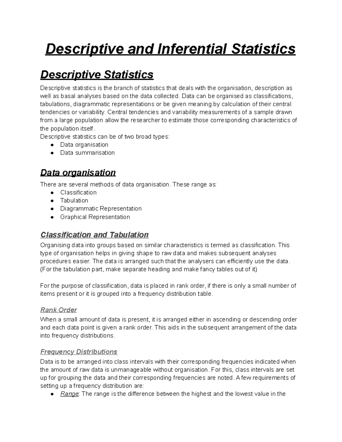 Descriptive and Inferential Statistics - Descriptive and Inferential ...