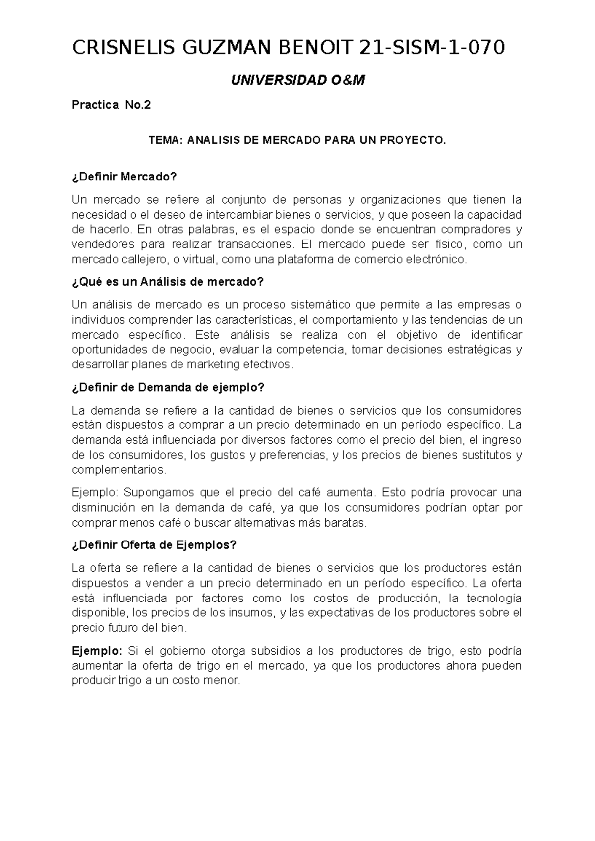 PRACTICA No. 2 ANALISIS DE MERCADO PARA UN PROYECTO CONCEPTOS ...
