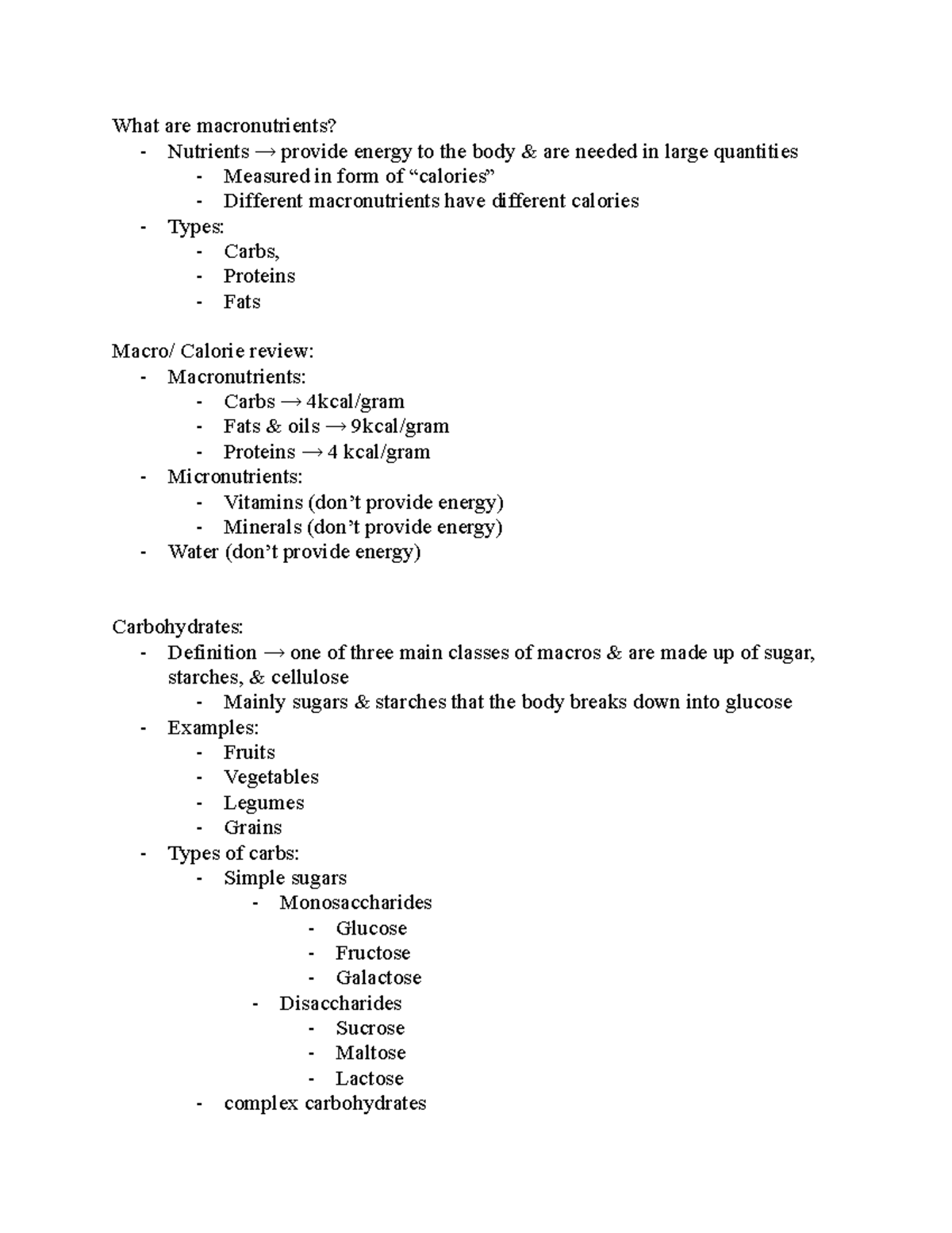 Week #3 Carbs, Fats, & Proteins - What are macronutrients? - Nutrients ...