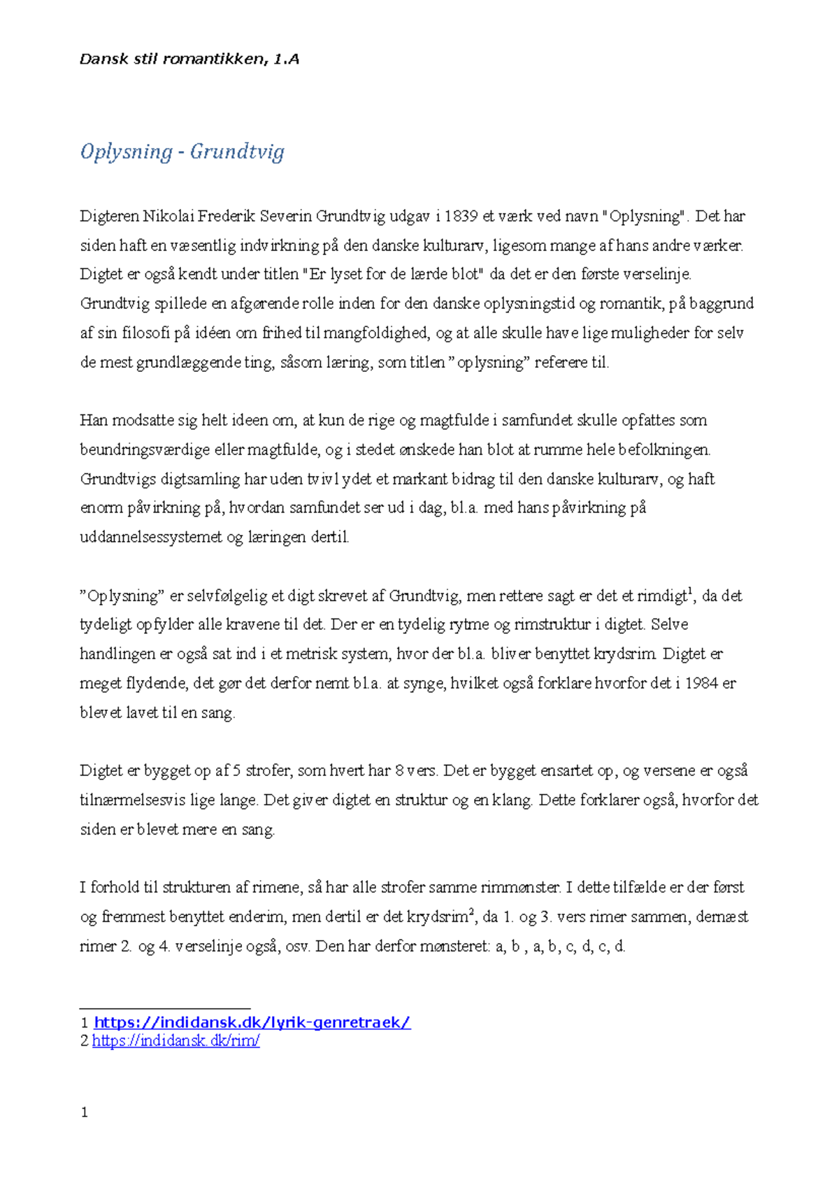 Stil til digtanalyse, romantikken - Oplysning - Grundtvig Digteren Nikolai Frederik Severin ...