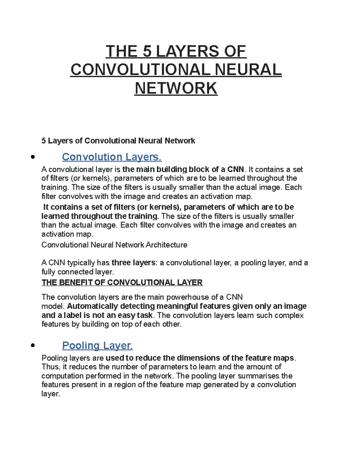 THE 5 Layers OF Convolutional Neural Network - THE 5 LAYERS OF ...