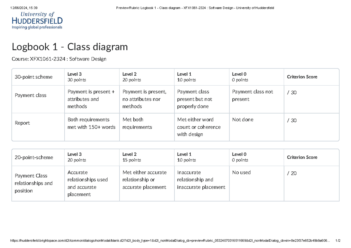 Logbook 1 Rubric - I wanna give u guys a document - Logbook 1 - Class ...