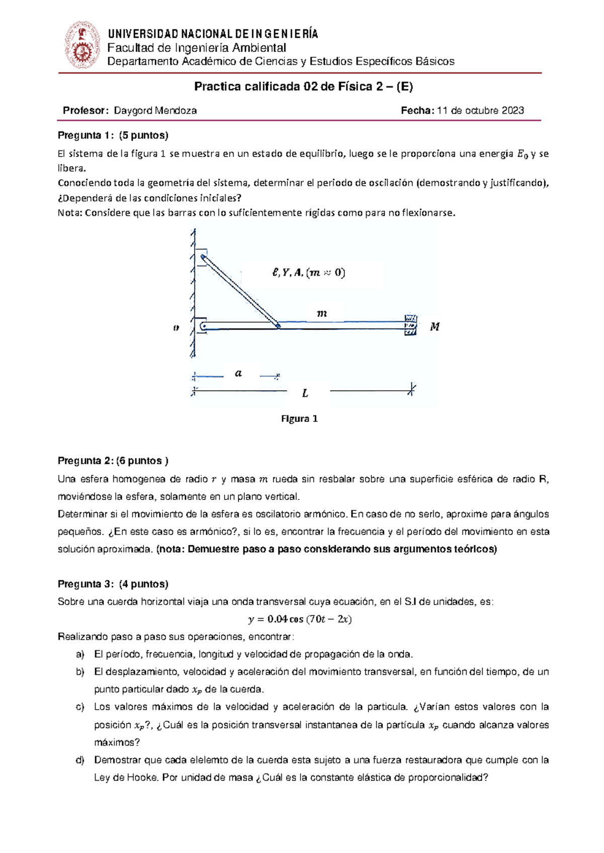 PC 2- Fisica 2- 20223-II - solución - Facultad de Ingeniería Ambiental Departamento Académico de ...