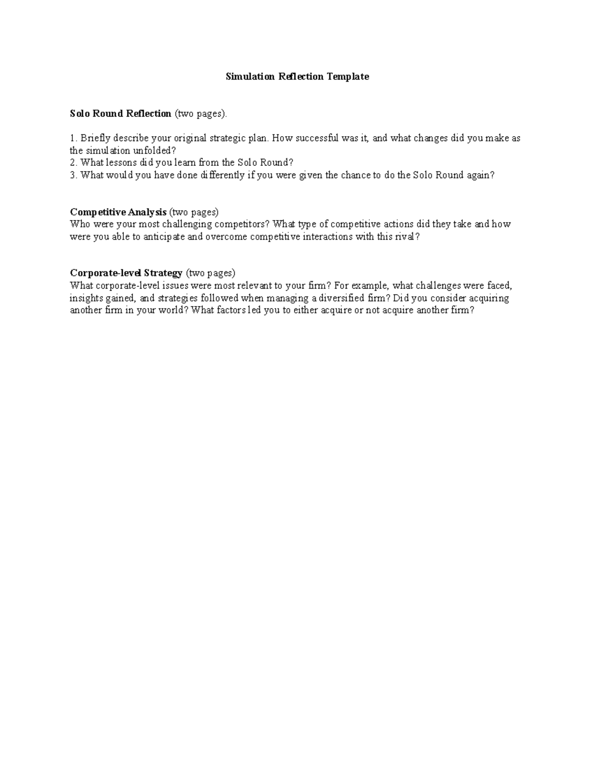 Simulation Reflection Template - Briefly describe your original ...