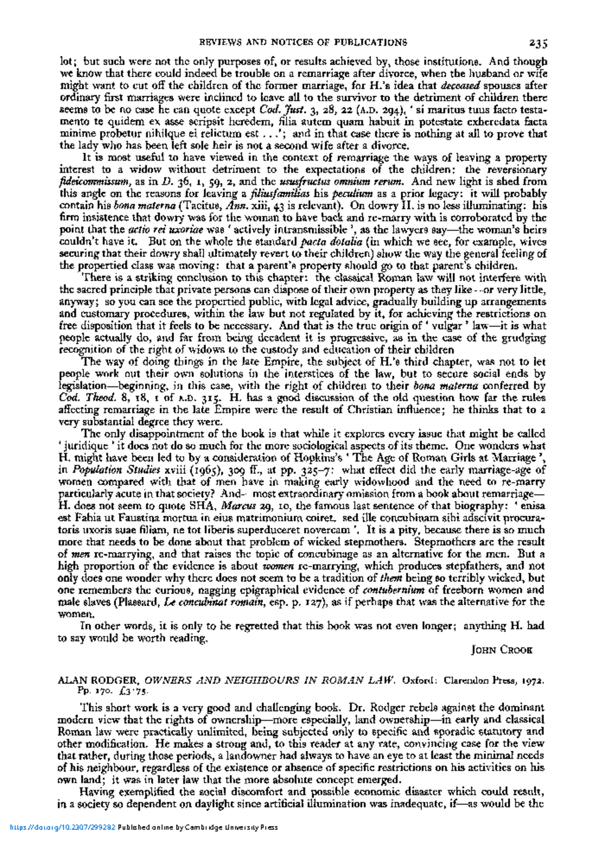 Alan rodger owners and neighbours in roman law oxford clarendon press ...