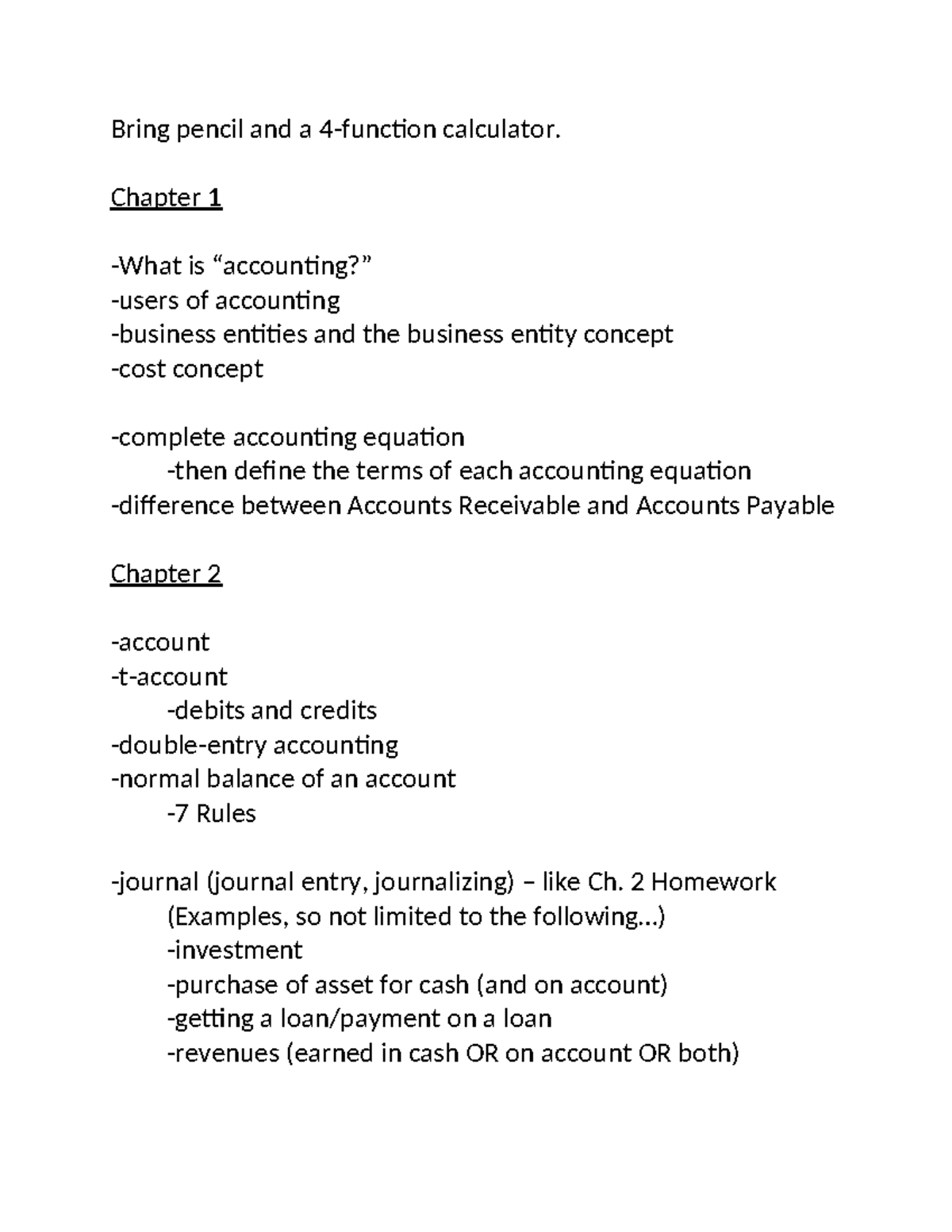 Exam 1 review - Bring pencil and a 4-function calculator. Chapter 1 ...
