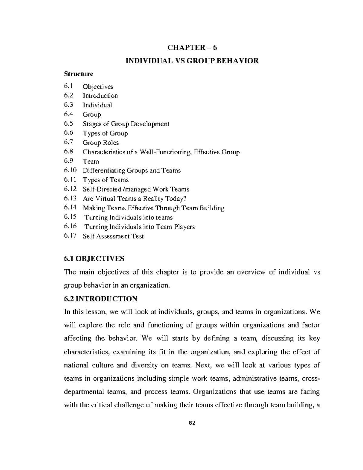 Chapter 6 JOB Performance - CHAPTER 3 6 INDIVIDUAL VS GROUP BEHAVIOR ...