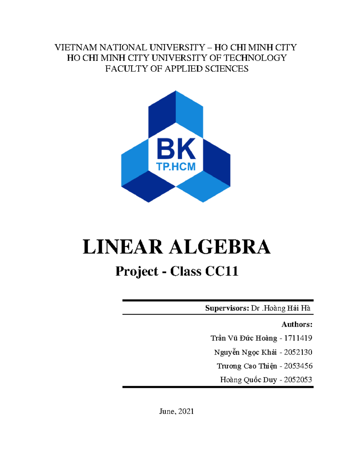 Report Project Linear Algebra - Group 7 - CC11 - VIETNAM NATIONAL ...