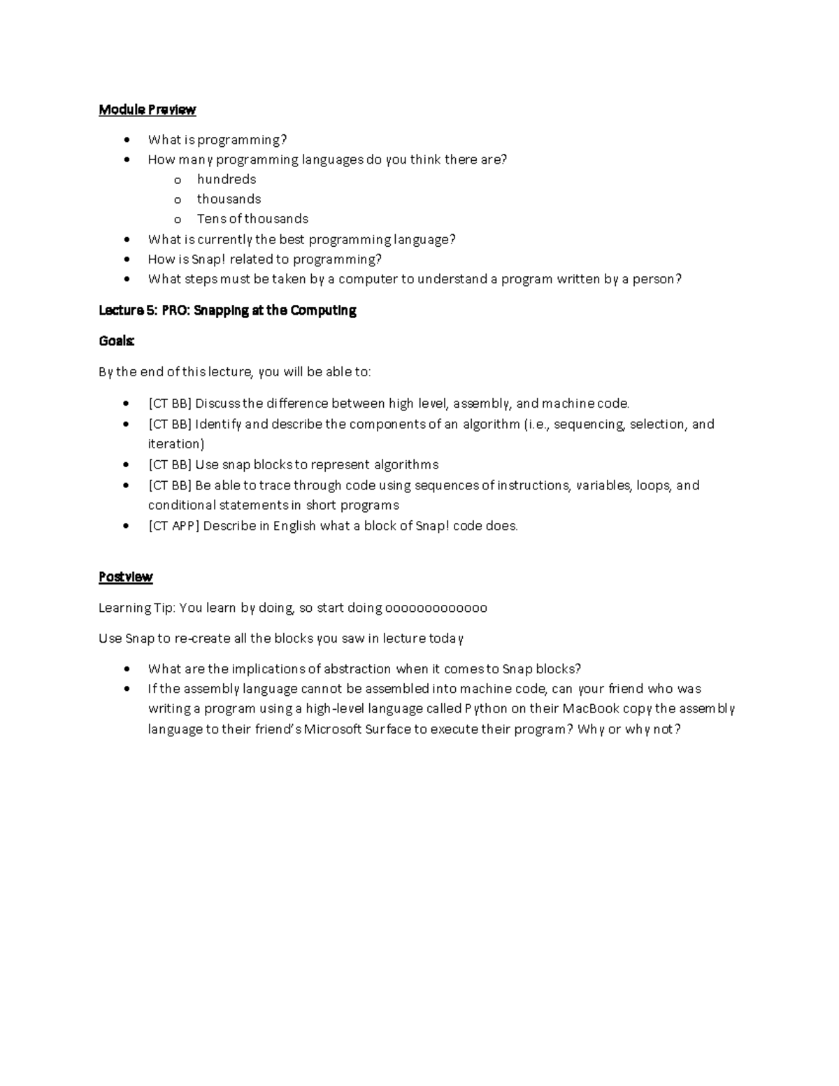 Metacog Worksheet 5 - Module Preview What is programming? How many ...