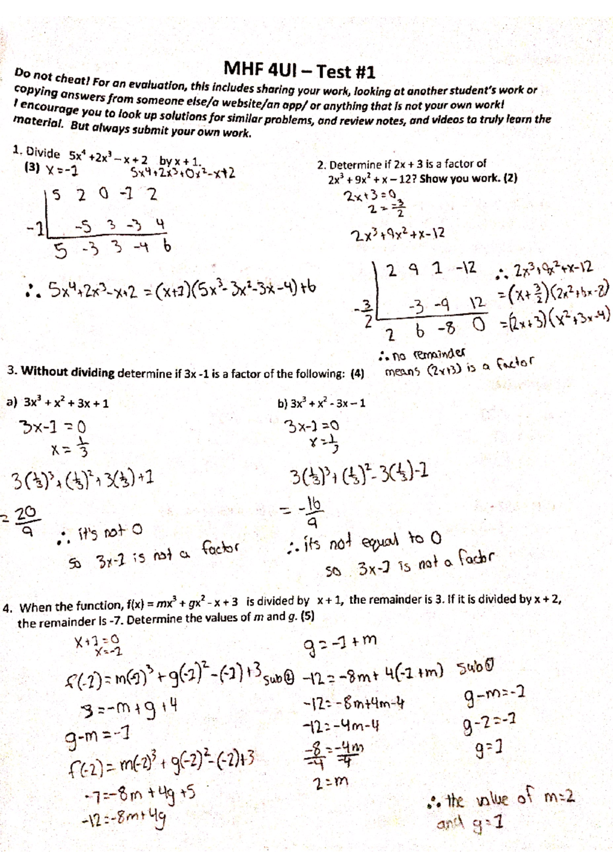 Function 12 Test 1 - MATH 1200 - Studocu