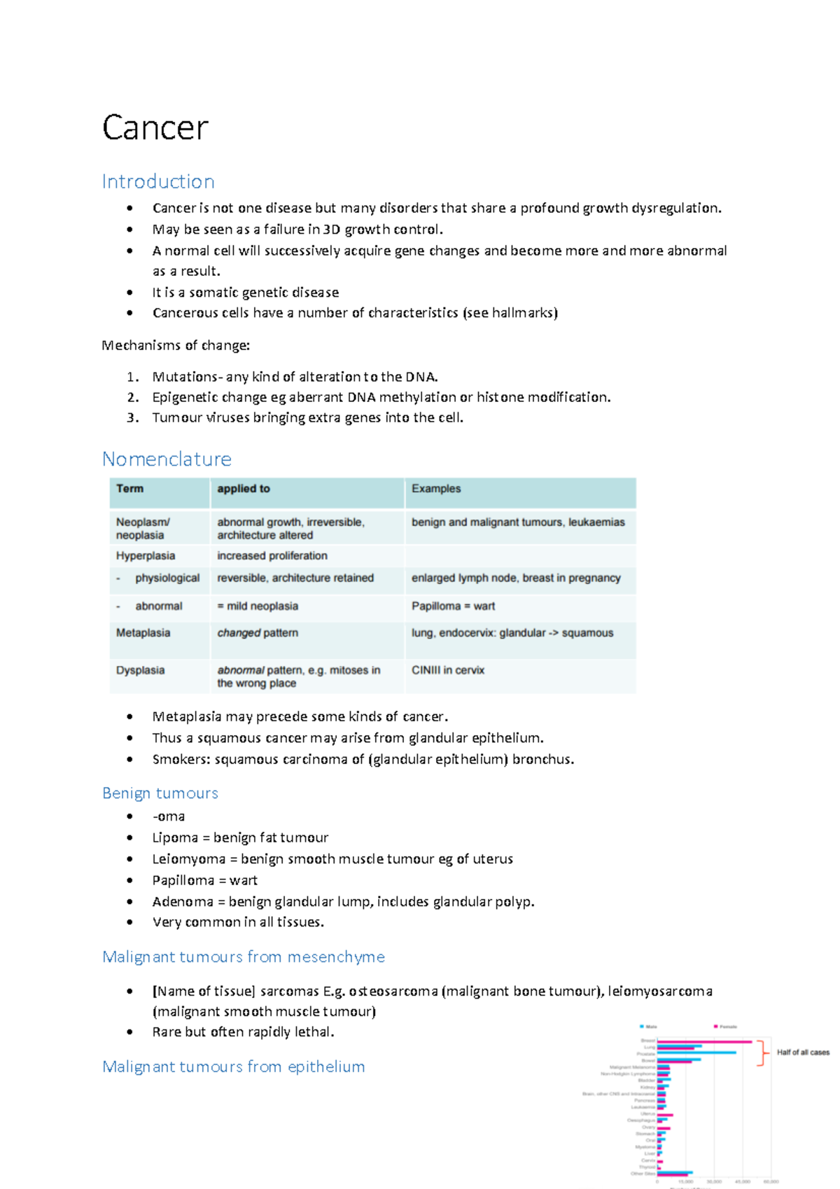 Cancer - A key lecture series towards the end of lent term of second ...