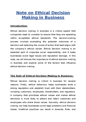 Ethical Decision Making in Corporate Governance - Ethical Decision ...
