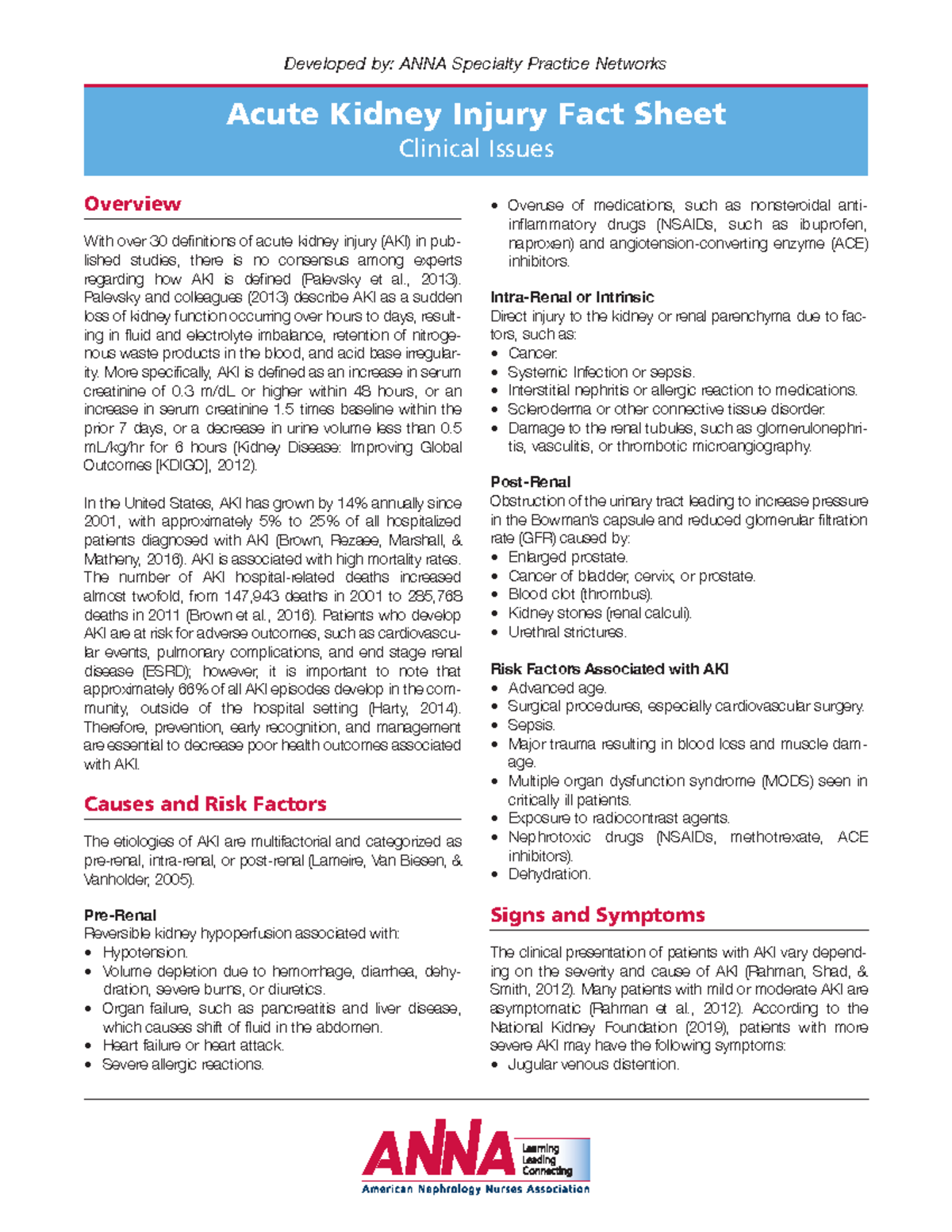 Aki Clinical Fact Sheet - Overview With over 30 definitions of acute ...