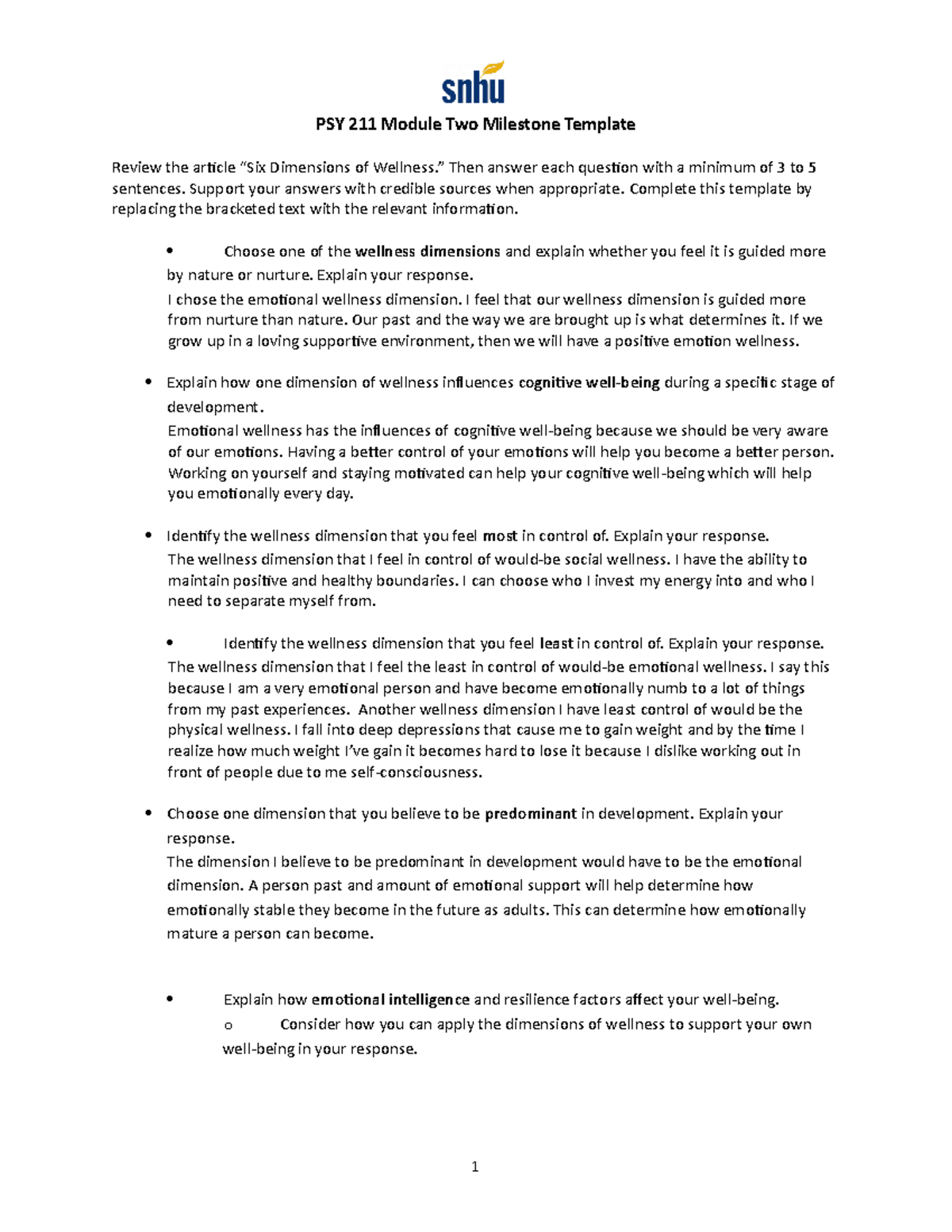 PSY 211 Module Two Milestone Template - PSY 211 Module Two Milestone Template Review the article ...
