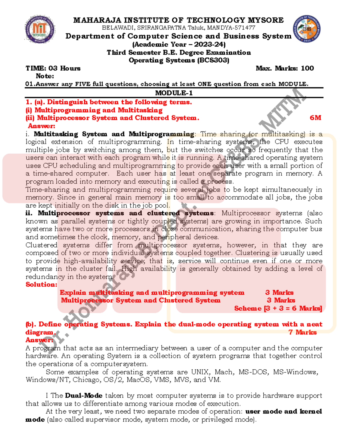 BCS303- Model Paper Solution - MAHARAJA INSTITUTE OF TECHNOLOGY MYSORE ...