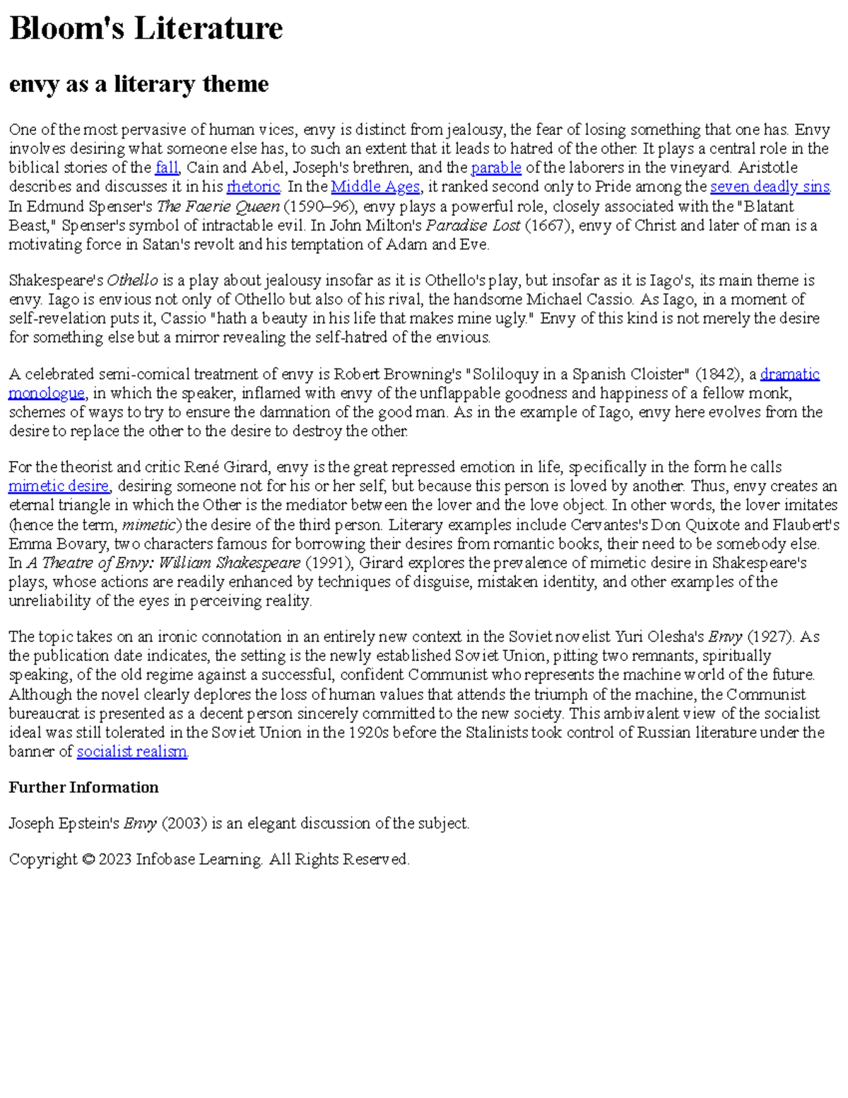 Examples Of Envy In Literature at David Carstens blog