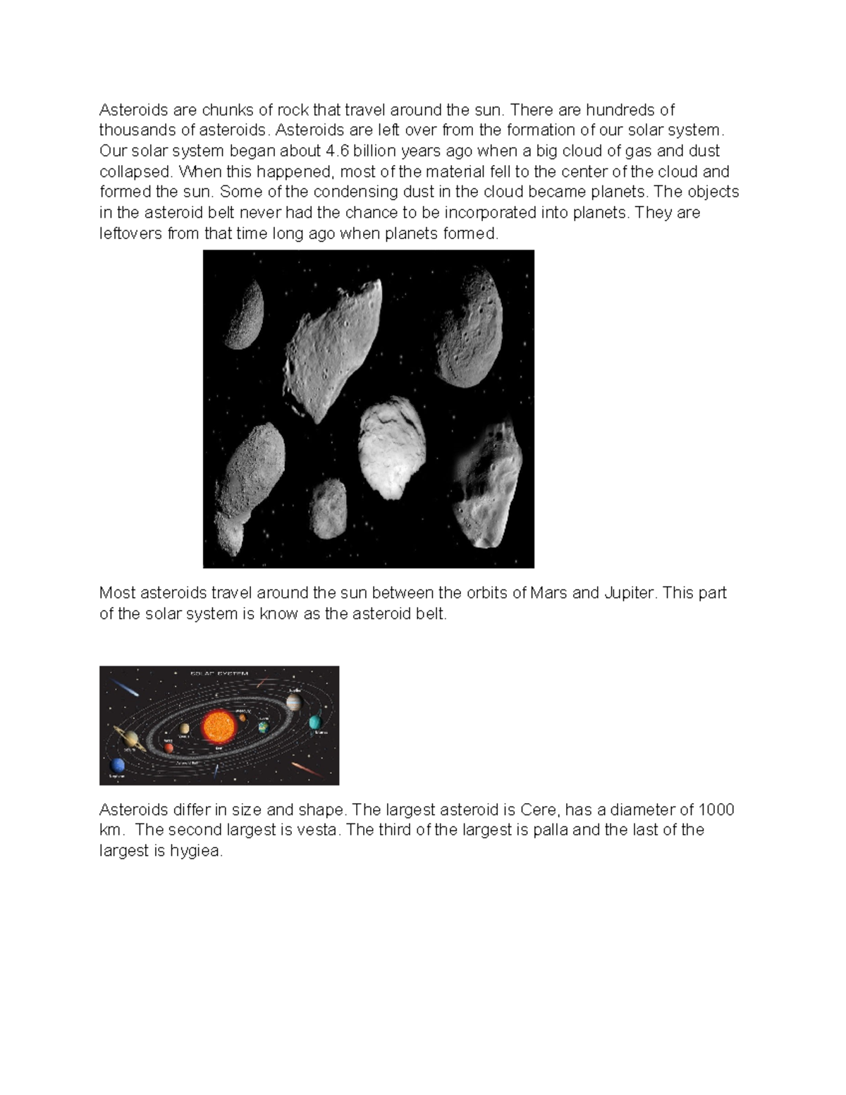 Asteroids - Summary teaching natural science and technology - Asteroids ...