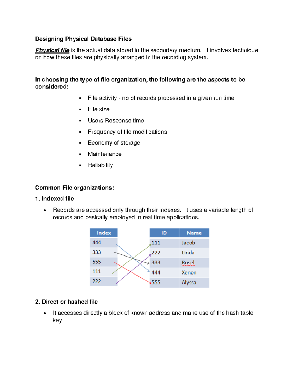 Designing Physical Database Files - Designing Physical Database Files ...