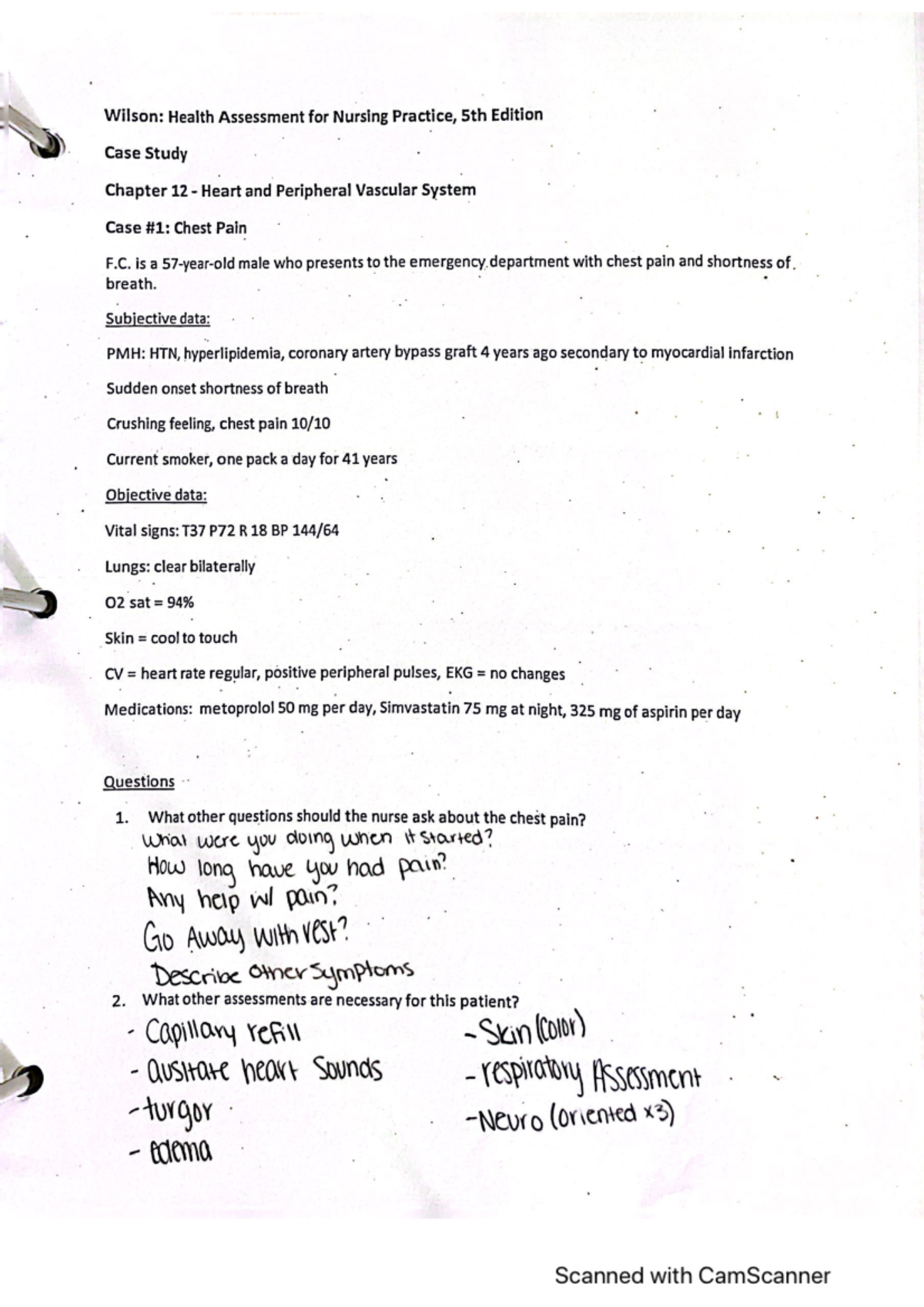 Nursing Wilson Health Assessment - NURS 160 - Studocu