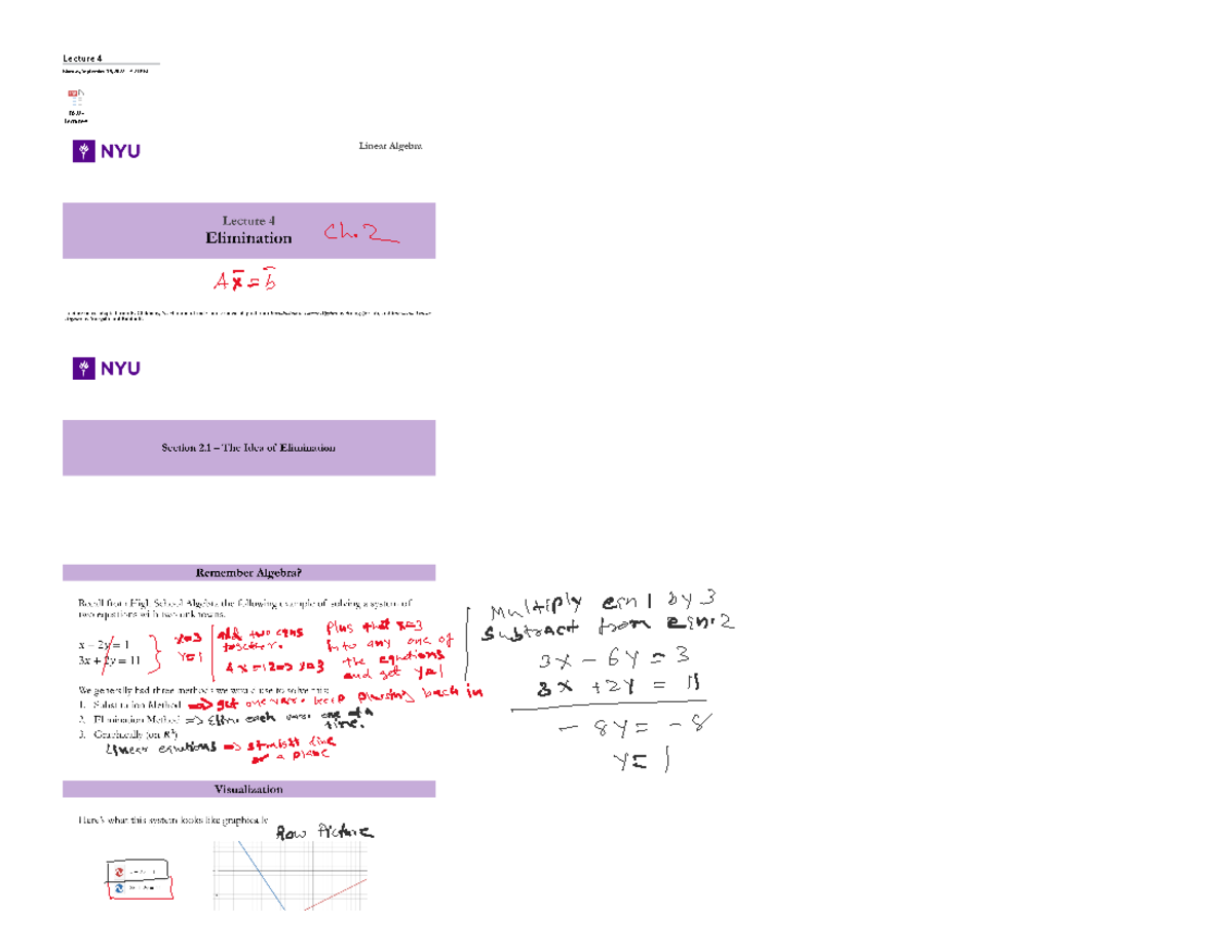 Lec-2 - linear algebra notes - Lecture 4 Monday, September 19,2022 4:23 ...