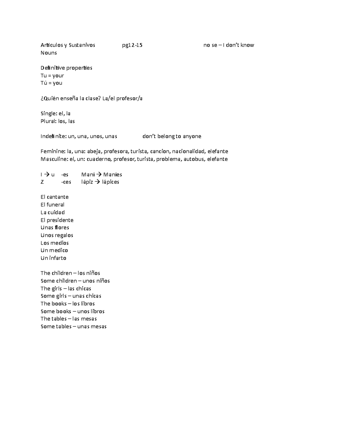 Articulos y Sustanivos - Studocu