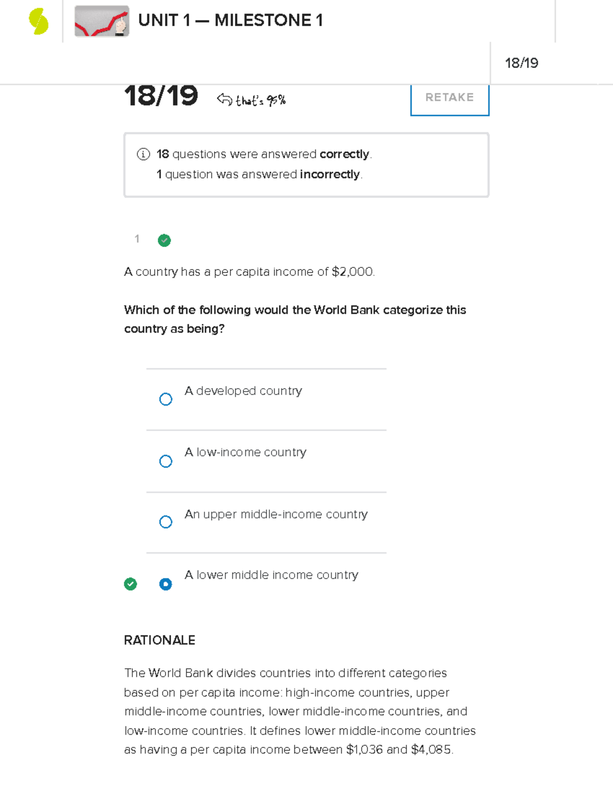 Intro to Business Milestone 1 - 1 18 / 19 that's 95% RETAKE 18 ...