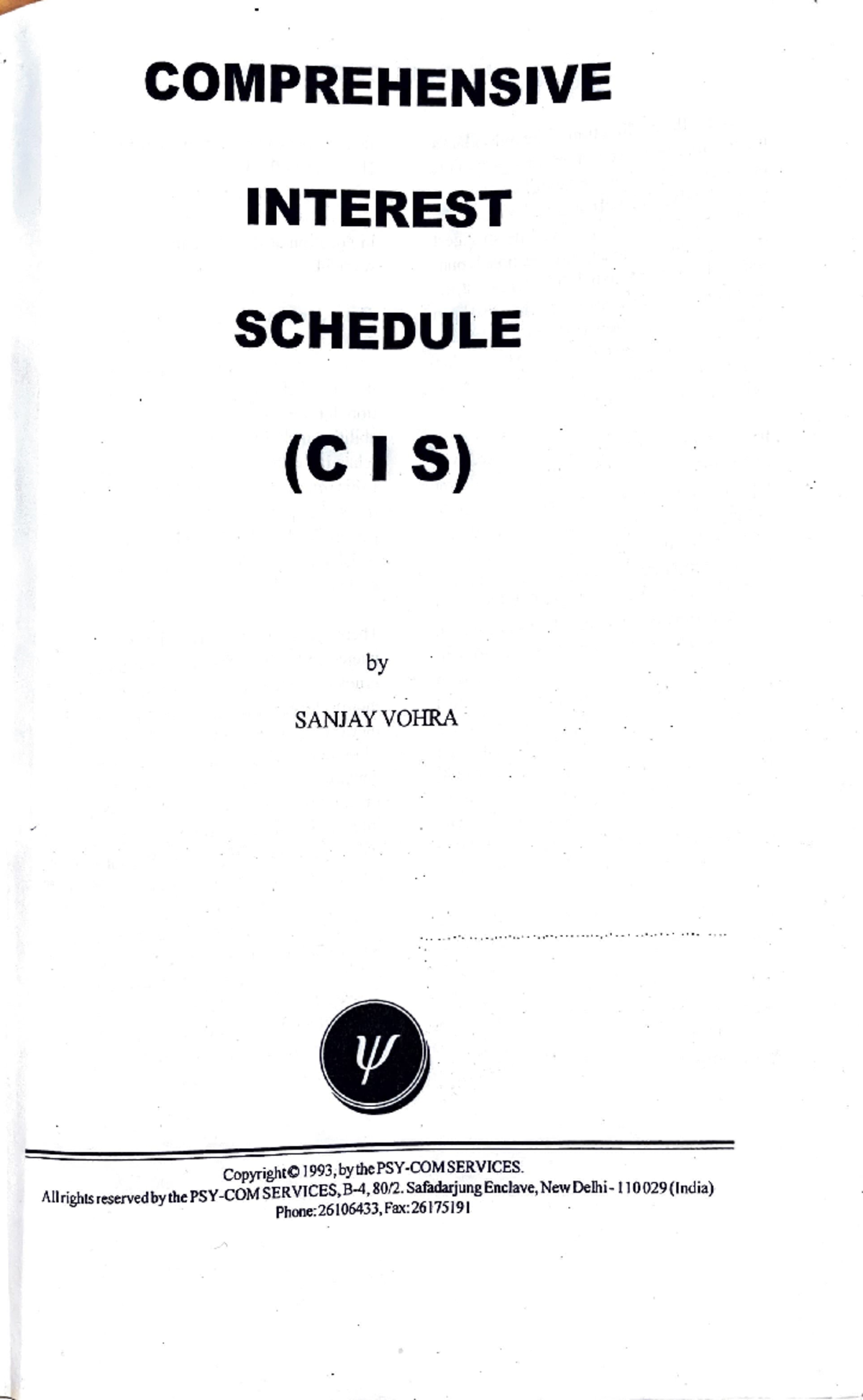 CIS Manual - Applied Psychology - Studocu