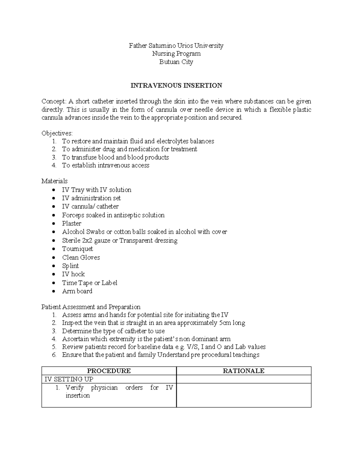 IV Insertion and ECG - demo - Father Saturnino Urios University Nursing ...