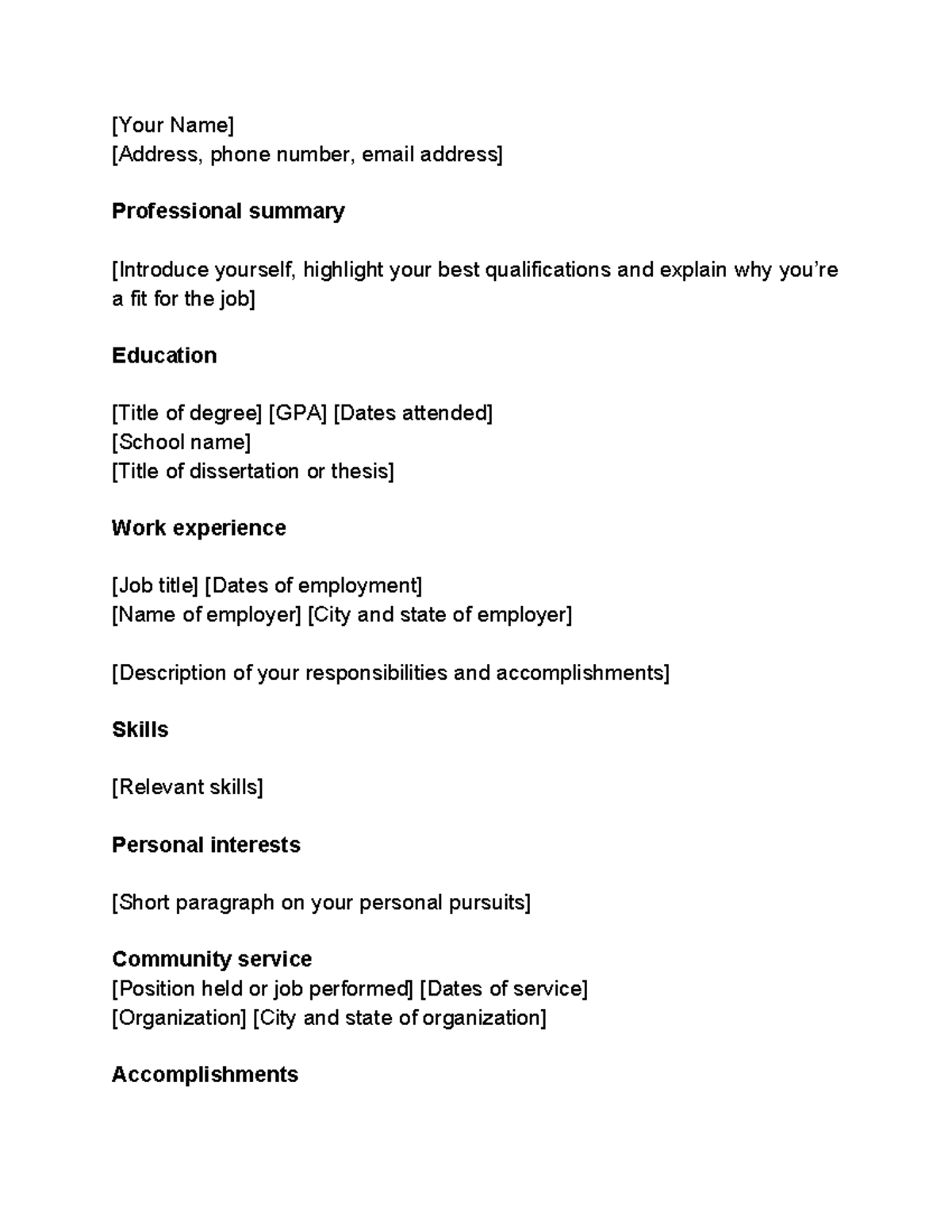 General CV Templates - Mẫu CV - [Your Name] [Address, phone number ...