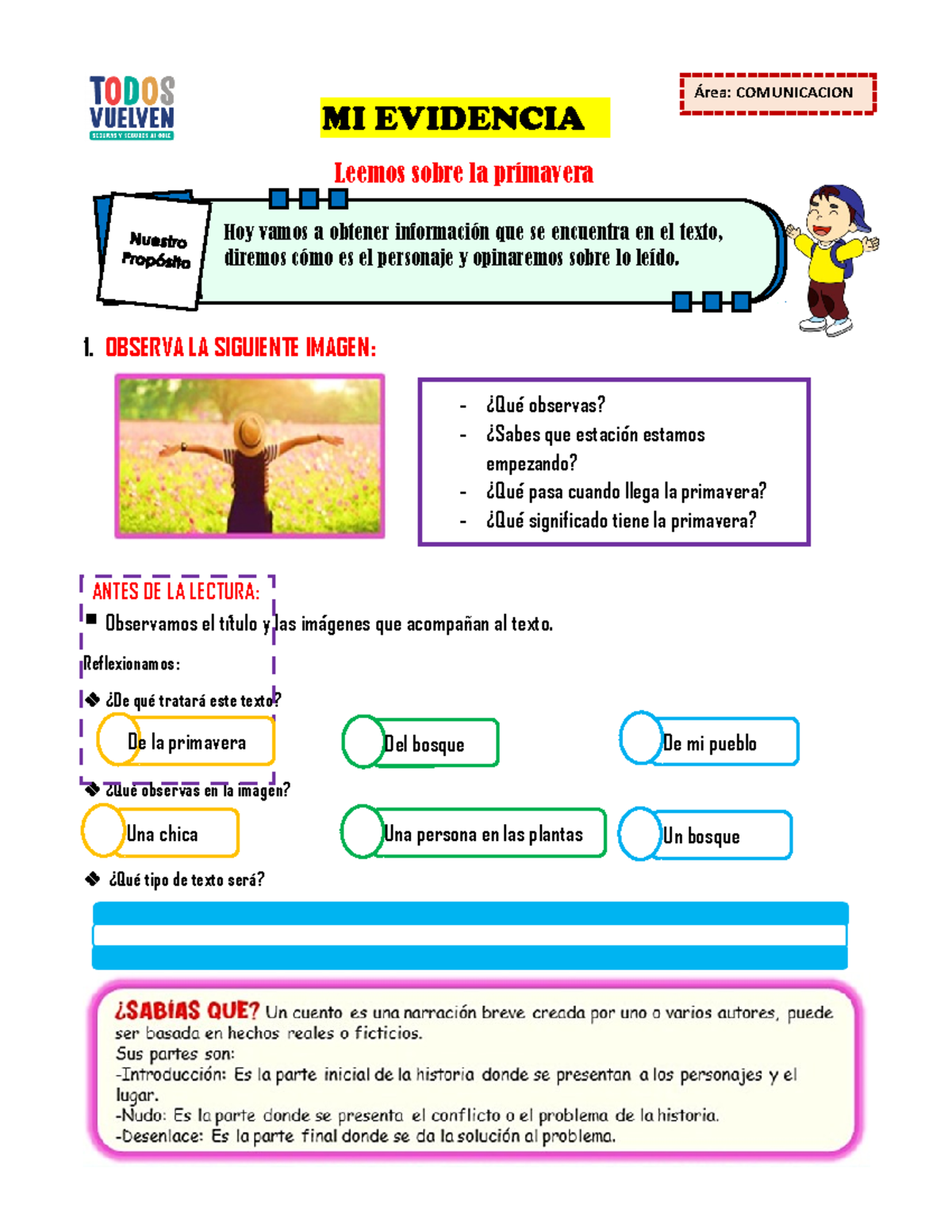 Ficha Adicional Lectura Primavera - MI EVIDENCIA Leemos sobre la ...