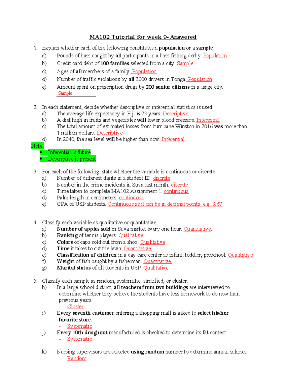 MA102 tutorial for week 9 - Explain whether each of the following ...