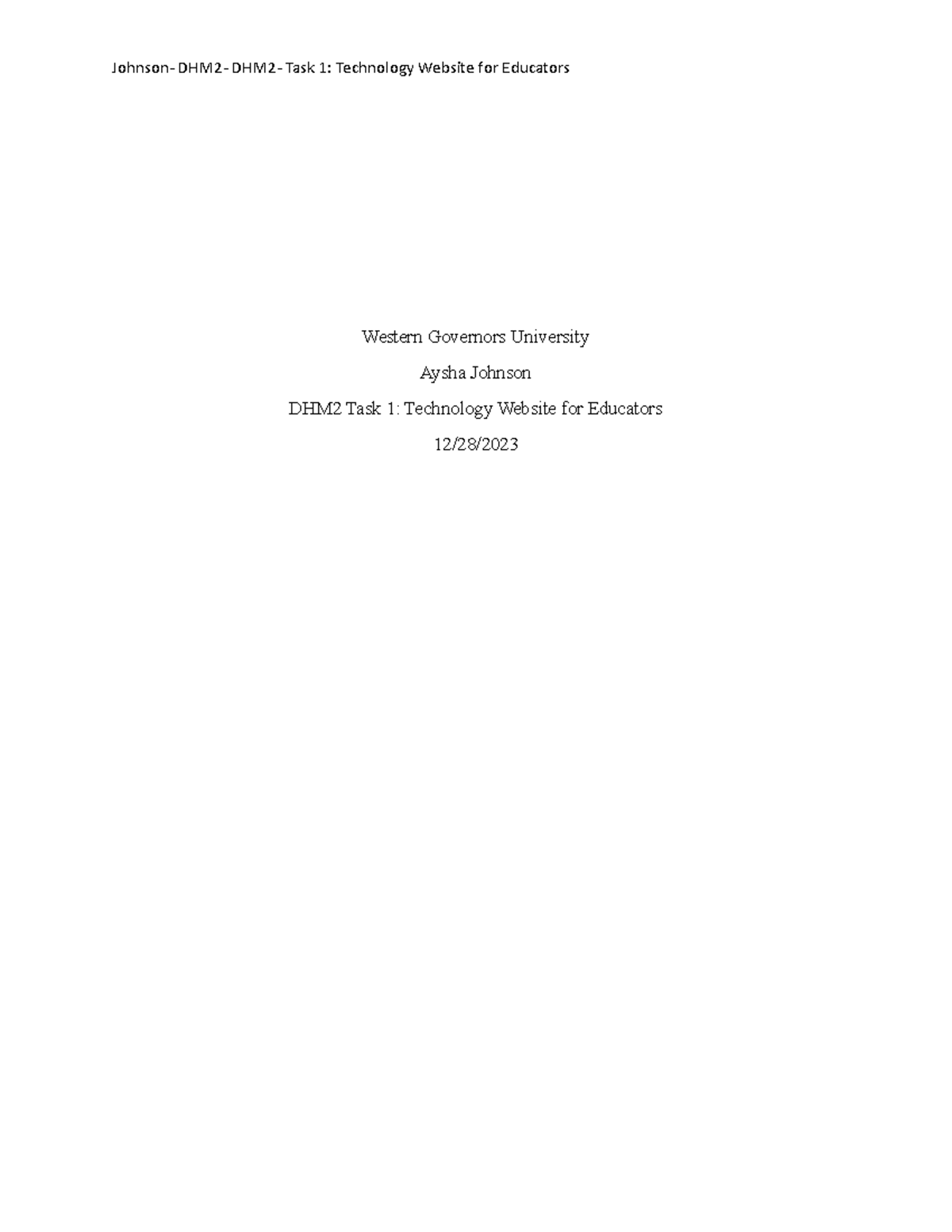 DHM2 TASK 1 Technology Website FOR Educators - Western Governors ...