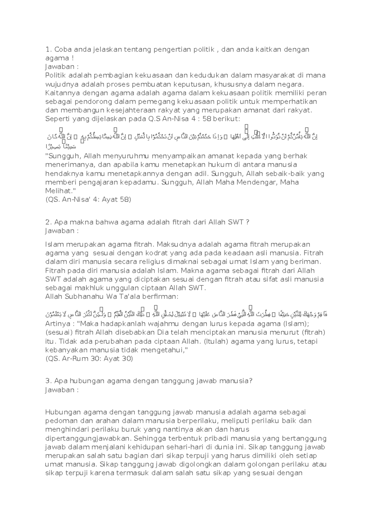 Diskusi 8 pai - Coba anda jelaskan tentang pengertian politik , dan anda kaitkan dengan agama ...