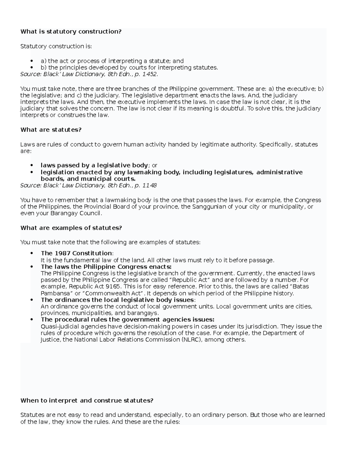 Statutory Construction - What is statutory construction? Statutory ...