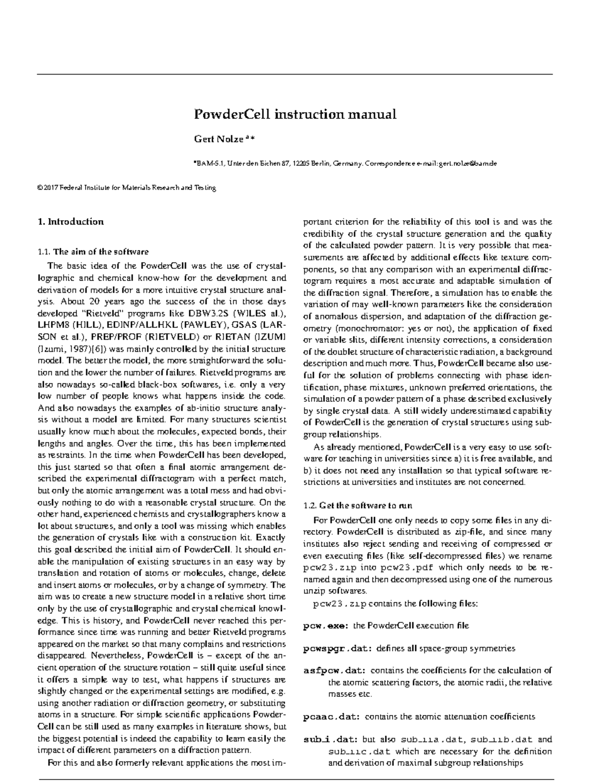Powder Cell-Instruction Manual - © 2017 Federal Institute for Materials ...