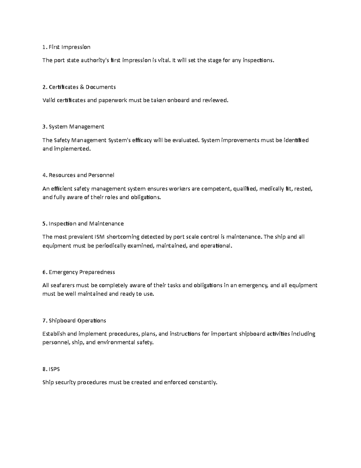 Case Study - i don't know - First Impression The port state authority's ...