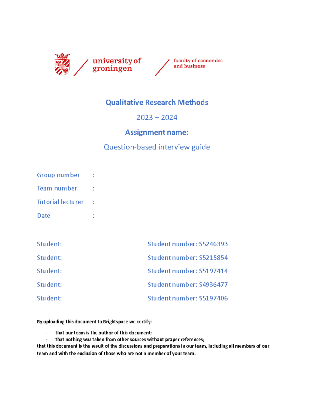 QRM question-based interview guide - Qualitative Research Methods 2023 ...