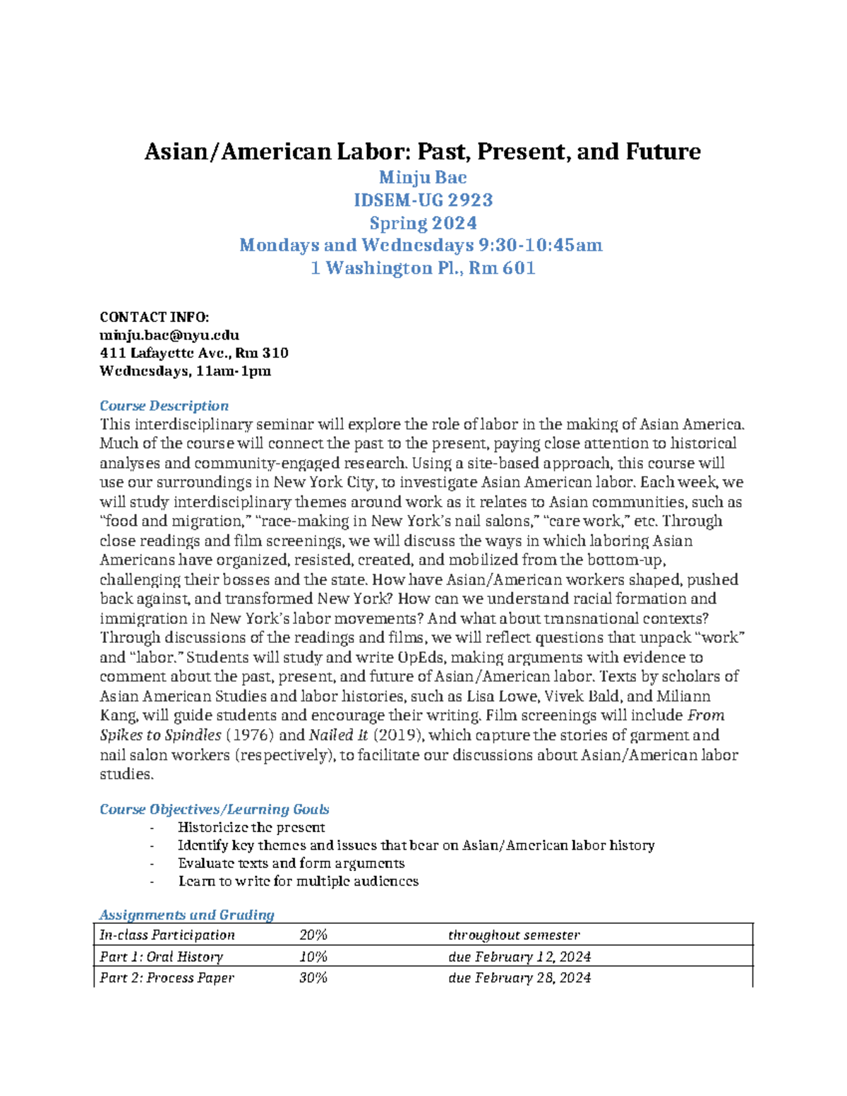 S24 Syllabus As Am Labor Final Updated 0325 - Asian/American Labor ...