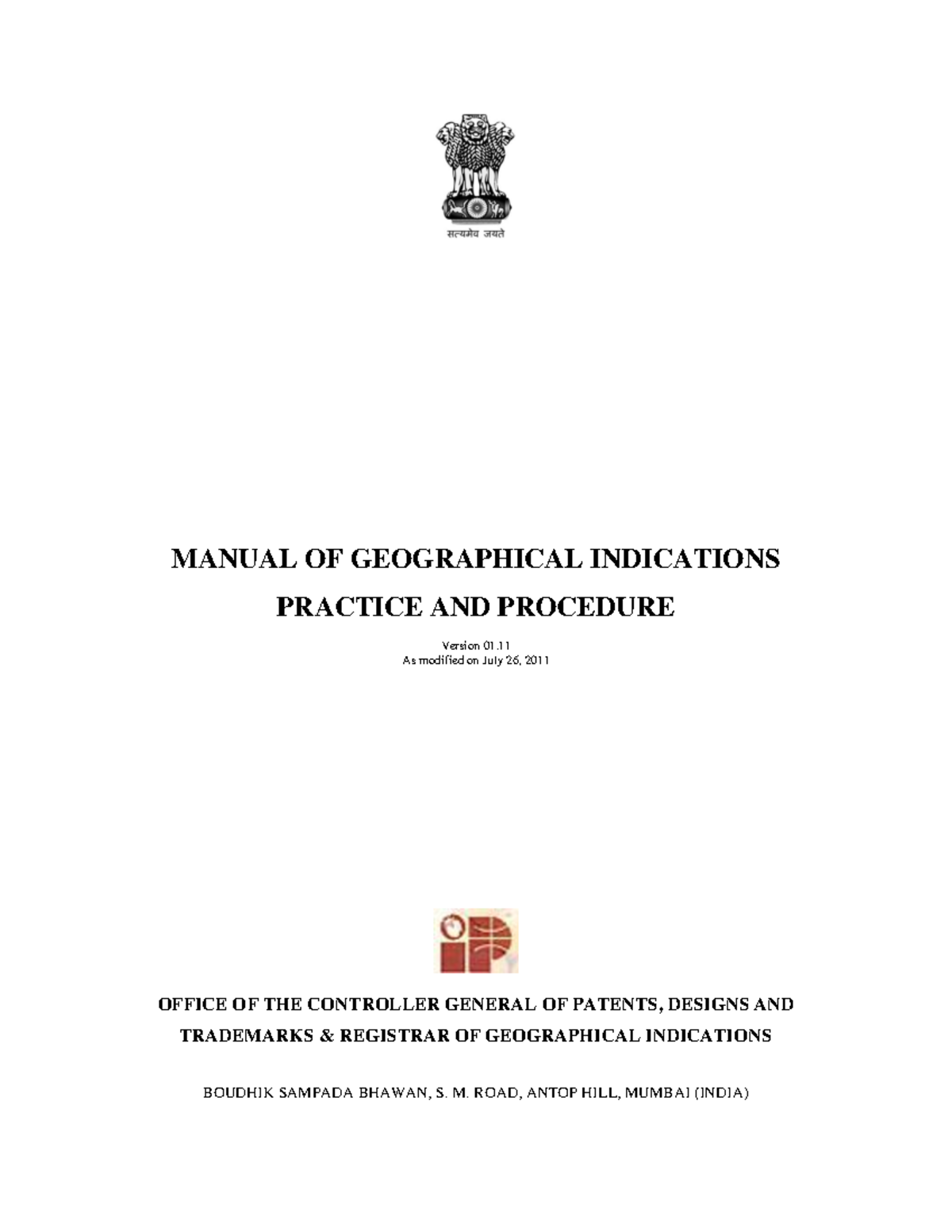 Manual GI - IPR - MANUAL OF GEOGRAPHICAL INDICATIONS PRACTICE AND ...