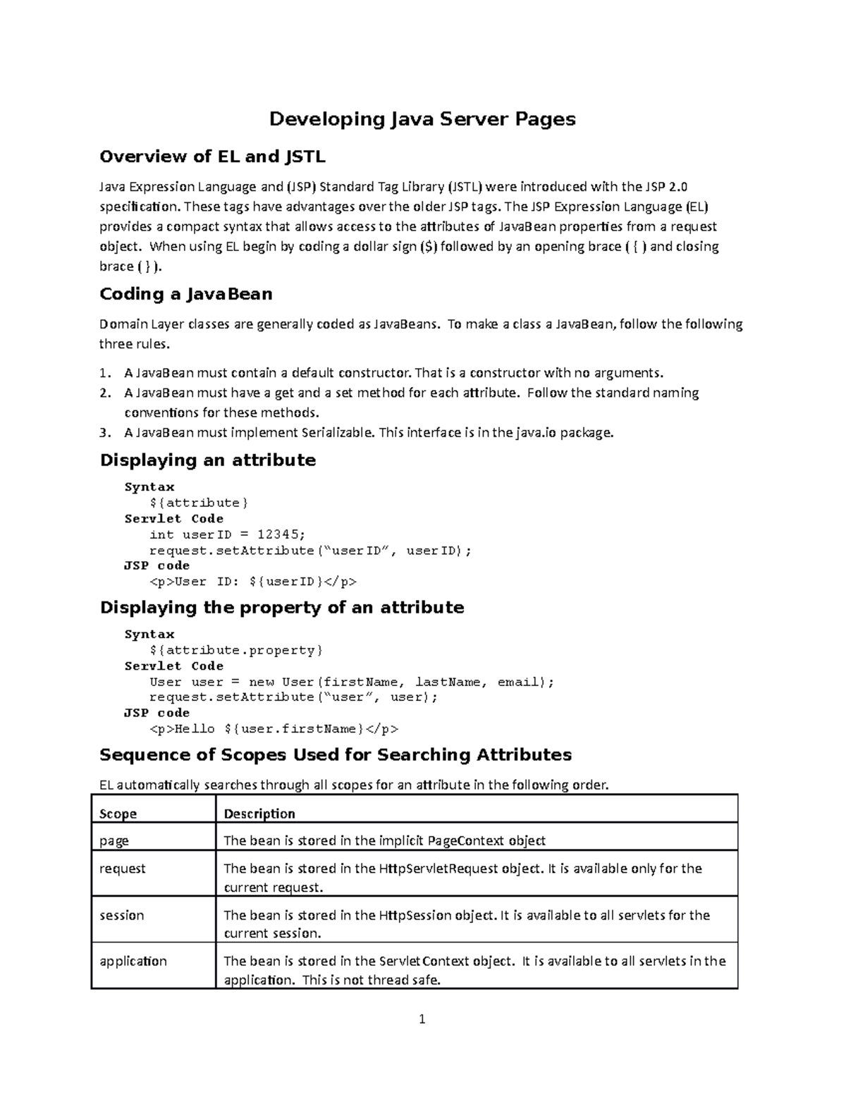 M06 Developing Java Server Pages Developing Java Server Pages Overview Of El And Jstl Java