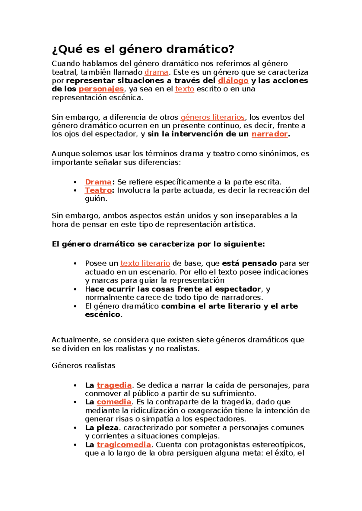 EXPLICACION QUE ES EL GENERO DRAMATICO CON CARACTERISTICAS Y TIPOS ...