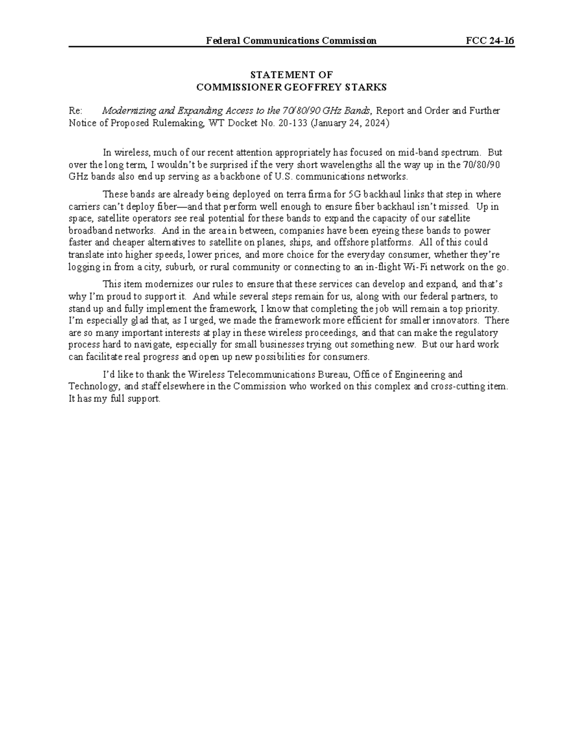 FCC-24-16A3 - Astronomy - Federal Communications Commission FCC 24 ...