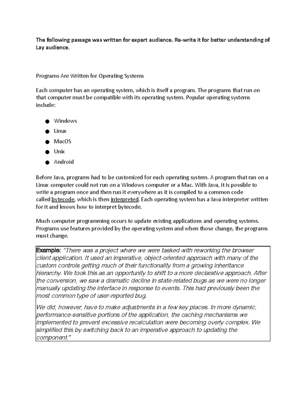 Assignment Audience Analysis - The following passage was written for ...