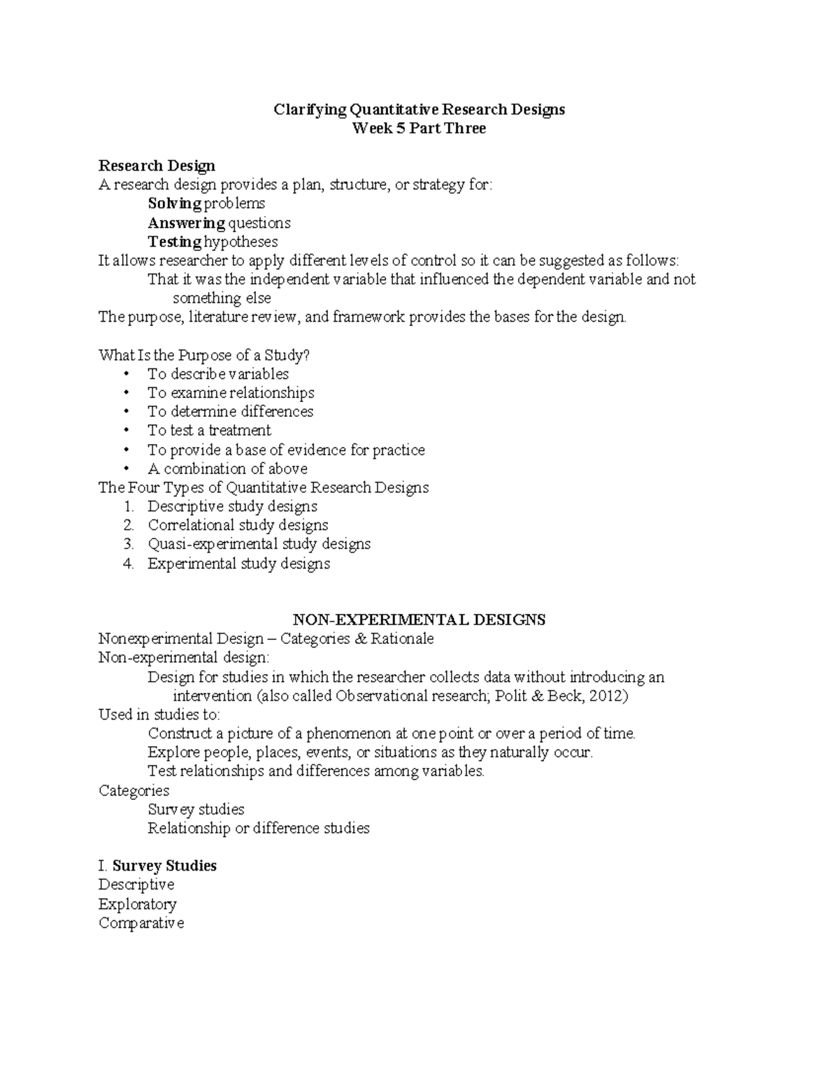 Clarifying Quantitative Research Designs Week 5 Part Three - What Is ...