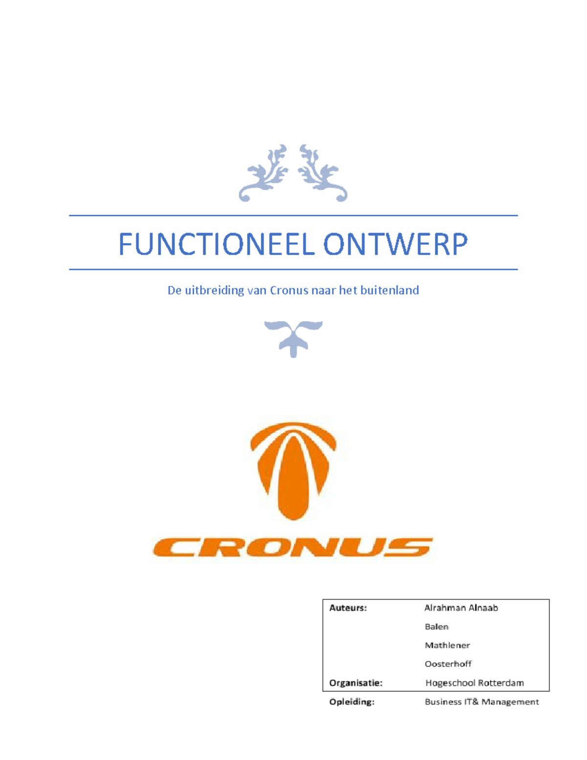 Functioneel Ontwerp Groep 6 (Finale) - FUNCTIONEEL ONTWERP De ...