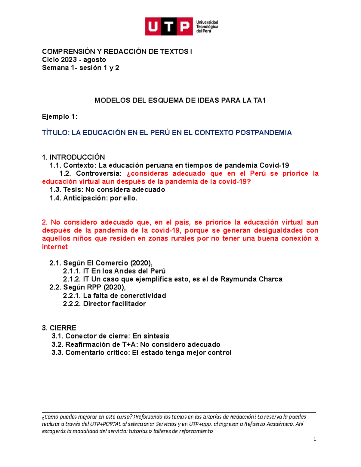 S01-s2- Resolver ejercicio - COMPRENSIÓN Y REDACCIÓN DE TEXTOS I Ciclo ...